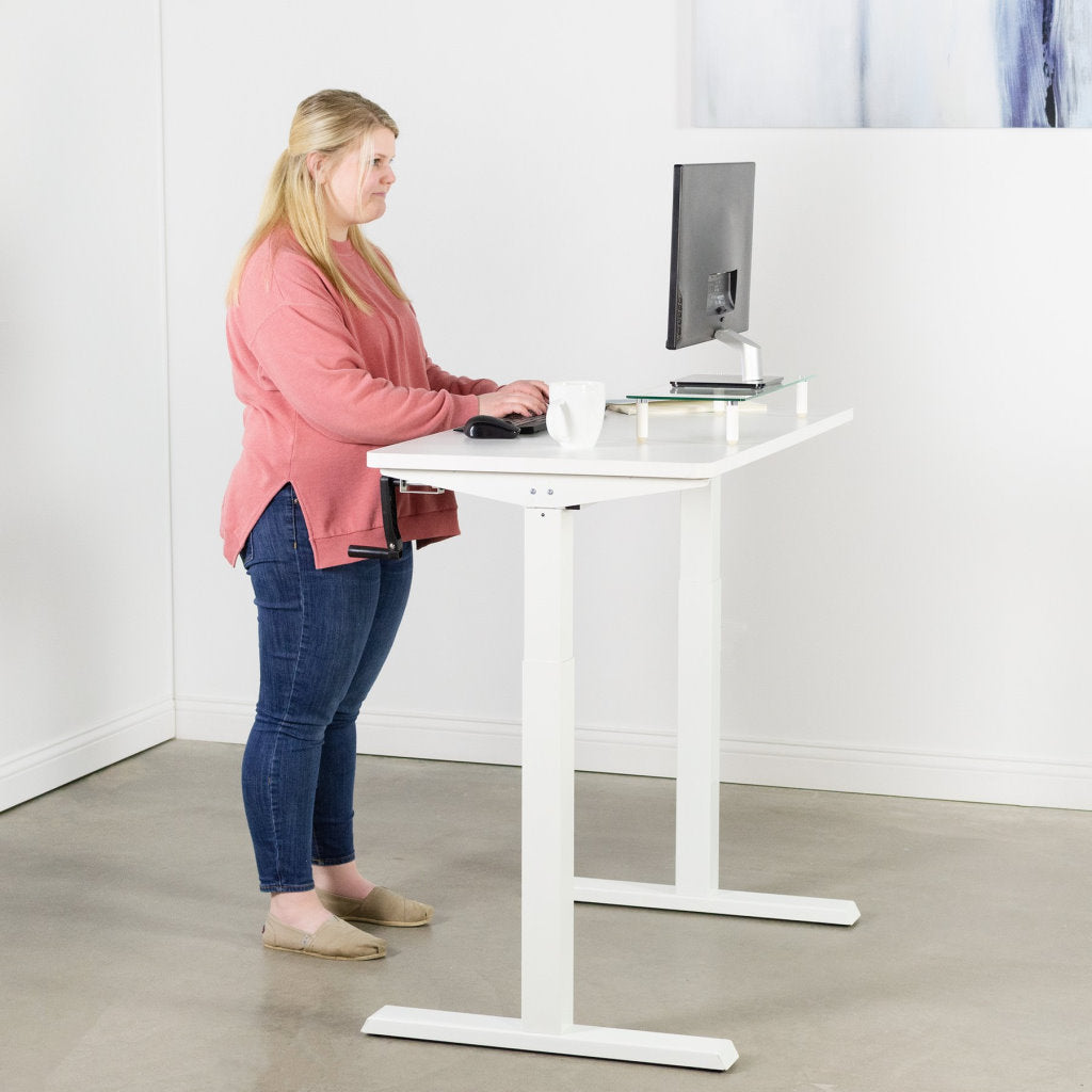 Vivo 43" Wide Crank Adjustable Height Sit Stand Desk – Ergo Standing Desks