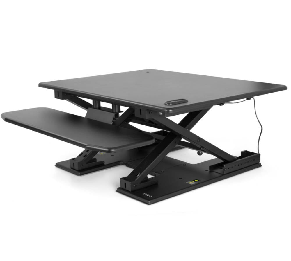 Vivo 32" Wide Electric Adjustable Height Sit Stand Desk Converter- Bla ...