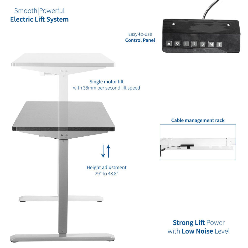 Vivo 60" Wide Electric Adjustable Standing Desk with Memory Presets- W ...