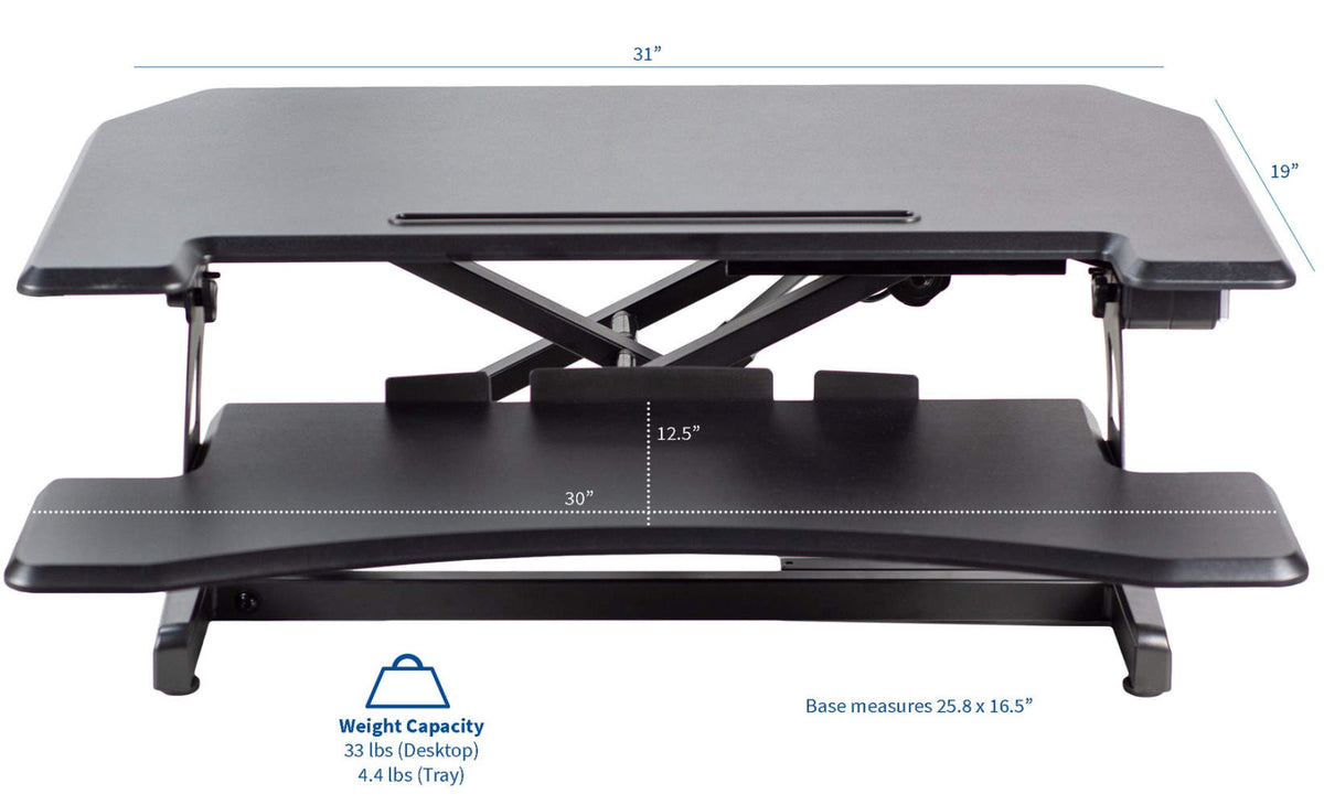 Vivo 31" Wide Electric Adjustable Height Sit Stand Desk Converter- Bla ...