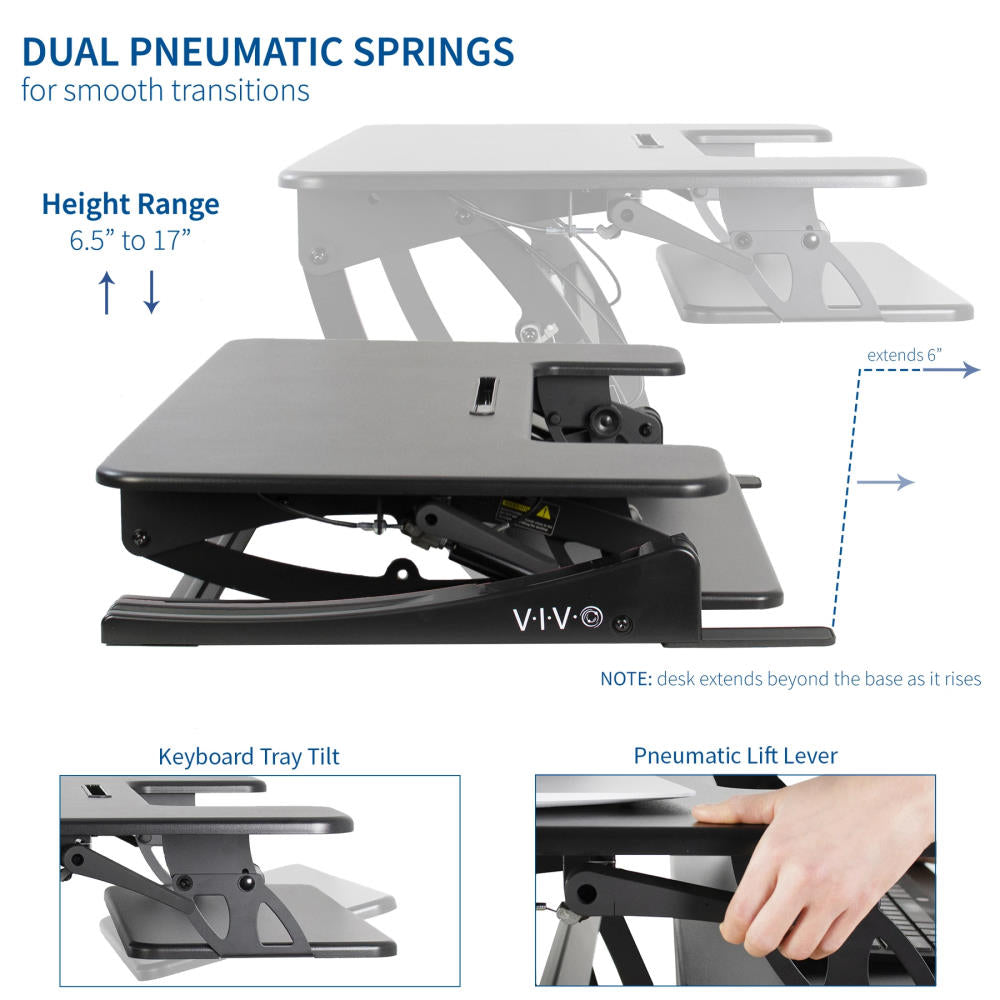 Vivo 36" Wide Adjustable Height Stand Up Desk Converter – Ergo Standing ...