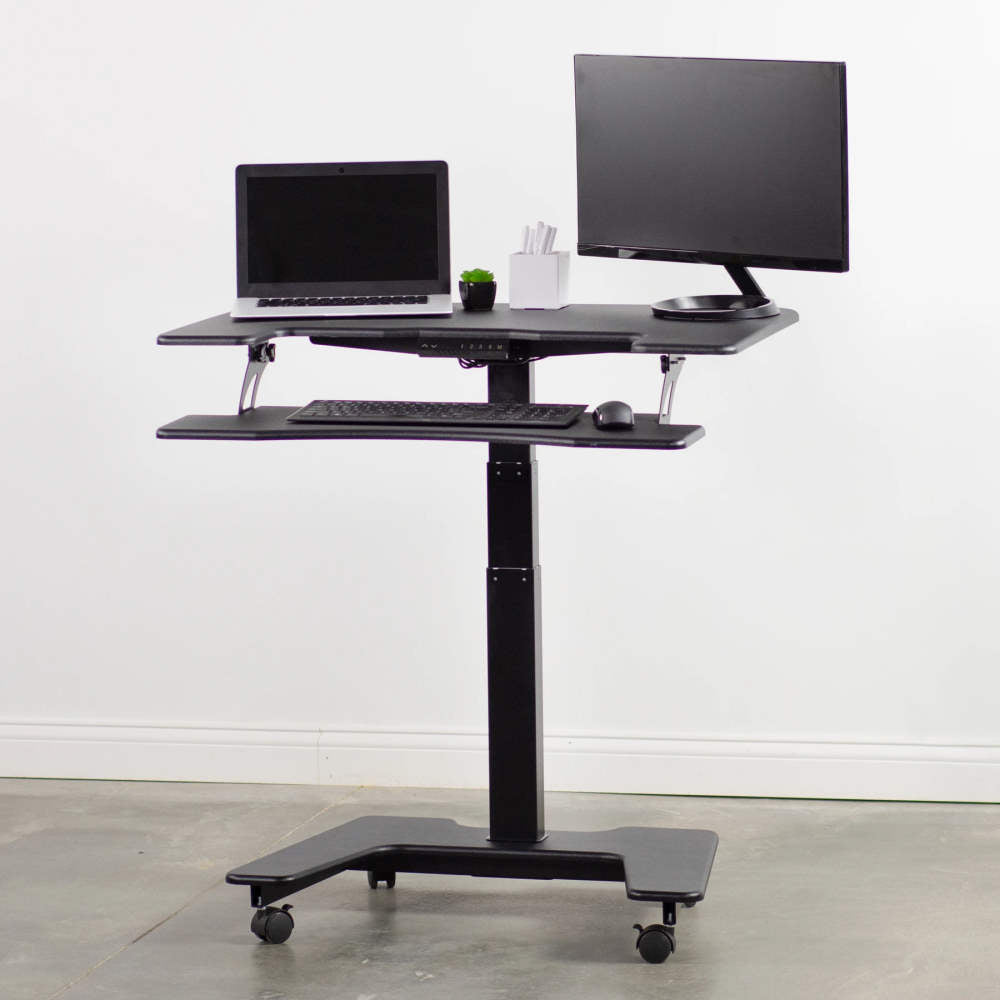 Vivo 36" Wide Compact Electric Adjustable Height Mobile Workstation- B ...