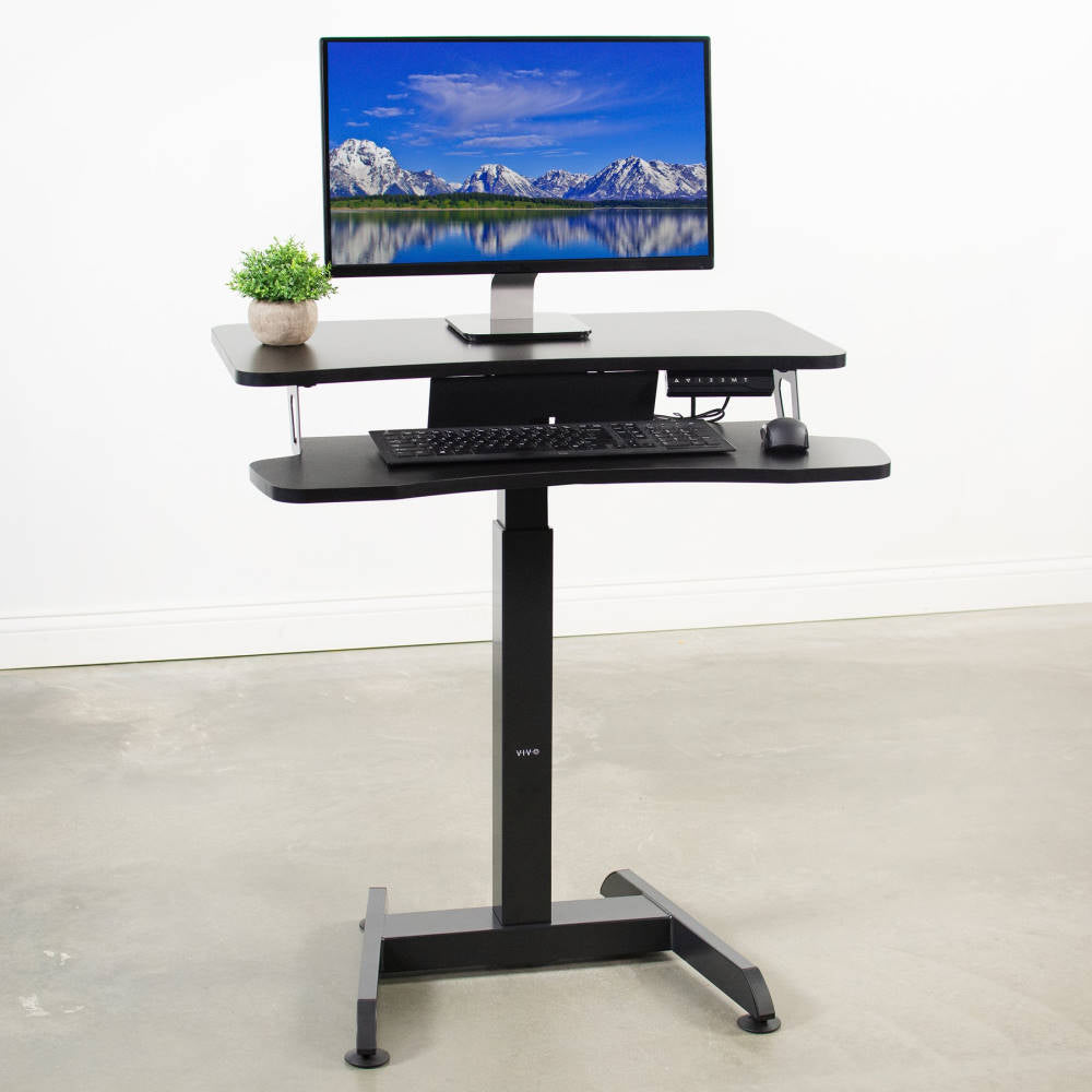 Vivo 32" Wide Compact Electric Adjustable Height Standing Desk- Black ...